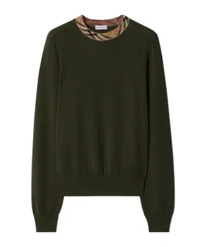Burberry Burberry Check Detailed Knitted Jumper Shale