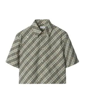 Burberry Short-sleeved Checked Cropped Shirt - Chaff Color