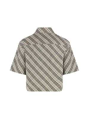 Burberry Short-sleeved Checked Cropped Shirt - Chaff Color