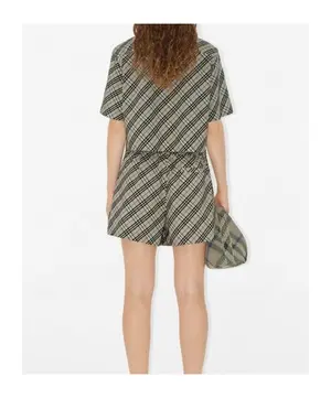 Burberry Short-sleeved Checked Cropped Shirt - Chaff Color