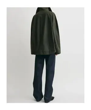 TOTEME Long-sleeve Zip-up Jacket With Corduroy Collar - Forest Color