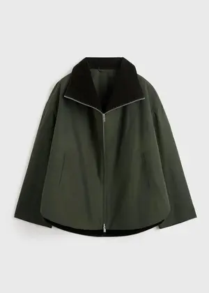 TOTEME Long-sleeve Zip-up Jacket With Corduroy Collar - Forest