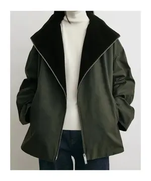 TOTEME Long-sleeve Zip-up Jacket With Corduroy Collar - Forest