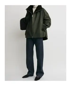 TOTEME Long-sleeve Zip-up Jacket With Corduroy Collar - Forest