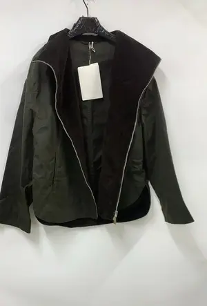 TOTEME Long-sleeve Zip-up Jacket With Corduroy Collar - Forest