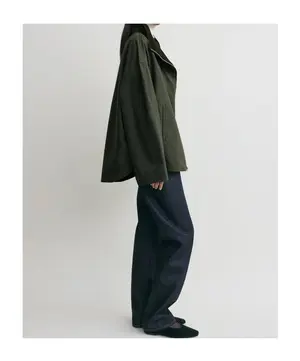 TOTEME Long-sleeve Zip-up Jacket With Corduroy Collar - Forest