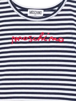 Moschino Striped Embroidered Logo T-shirt