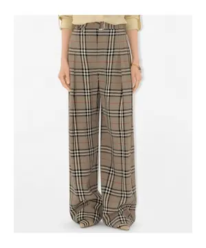 Burberry Straight-leg Checked Belted Trousers
