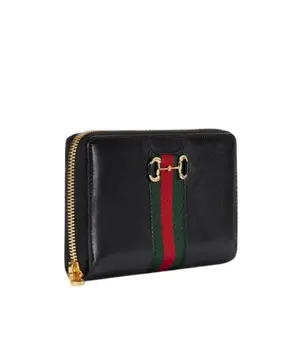 Gucci Horsebit Web Zip-around Wallet - Black