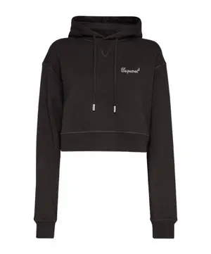 Dsquared2 Logo Detailed Cropped Drawstring Hoodie