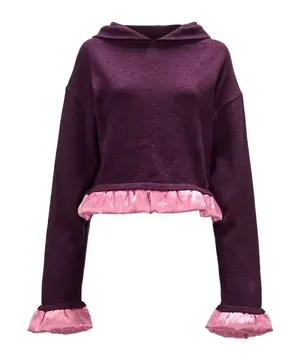 J.W.ANDERSON Satin Detailed Cropped Hoodie