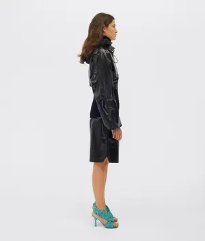 Bottega Veneta Cropped Leather Hooded Jacket
