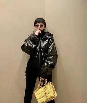 Bottega Veneta Cropped Leather Hooded Jacket