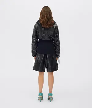 Bottega Veneta Cropped Leather Hooded Jacket