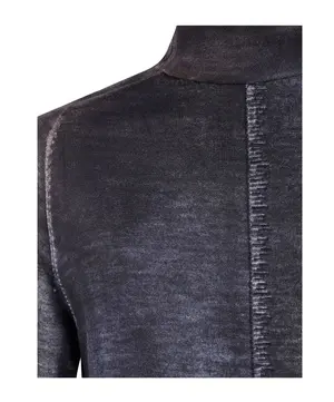 MD75 Ribbed Knit Roll Neck Top - Blue Camel Black