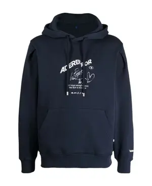 ADER ERROR Oversized Embroidered Hooded Sweatshirt - Black