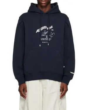 ADER ERROR Oversized Embroidered Hooded Sweatshirt - Black