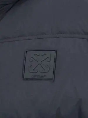 Off-White Quilted Zip-up Down Jacket With Logo Patch