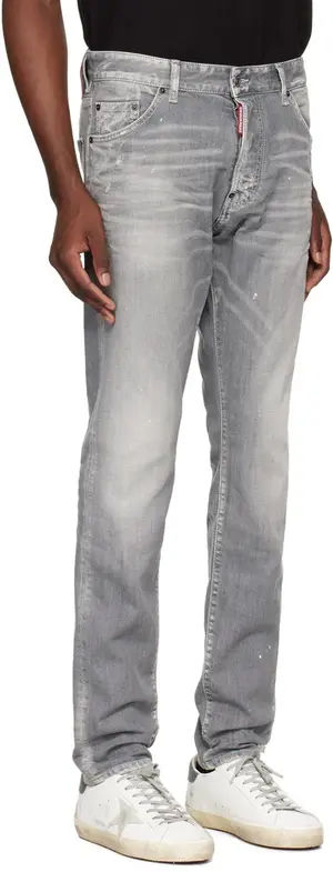 Dsquared2 Logo Patch Distressed Jeans - Gray