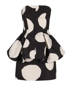 Nina Ricci Techno Taffeta Peplum Dress - Black