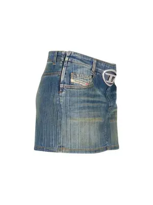 DIESEL® Logo Plaque Denim Mini Skirt