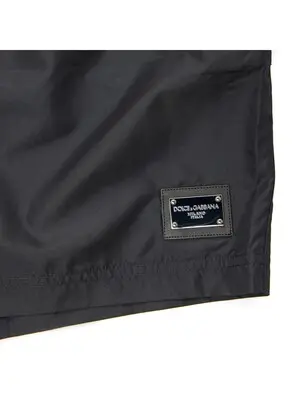 Dolce & Gabbana Drawstring Swim Shorts With Logo Detail - Black