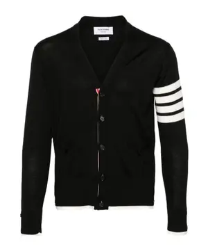 Thom Browne 4-bar V-neck Cardigan - Black