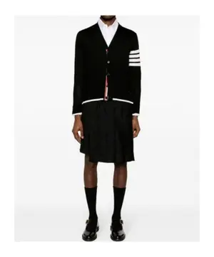 Thom Browne 4-bar V-neck Cardigan - Black