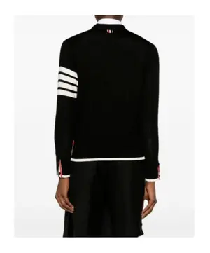Thom Browne 4-bar V-neck Cardigan - Black