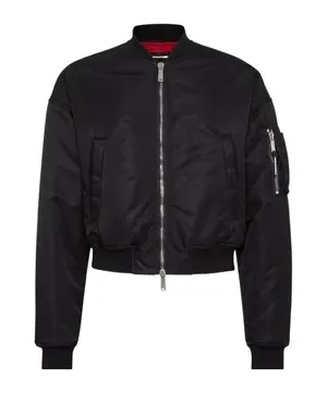 Dsquared2 Zip-up Bomber Jacket With Ribbed Details - Black