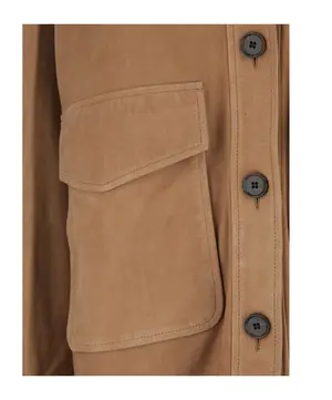ARMA Suede Button Patch Pocket Jacket - Mocha