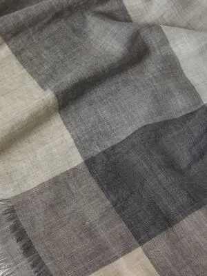 Brunello Cucinelli Checked Scarf - Gray