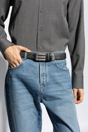 Etro Logo Buckled Paisley Print Reversible Belt - Black