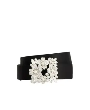 ROGER VIVIER Bouquet Strass Versailles Diamond Buckle Belt - Black