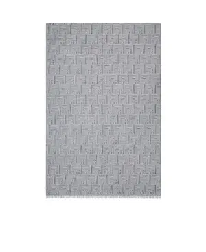 Fendi Monogrammed Fringed Edge Scarf - Gray