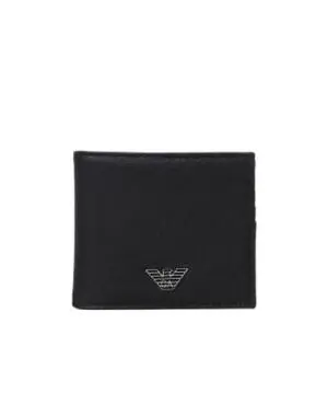 Emporio Armani Logo Detailed Bifold Wallet - Black