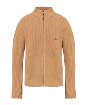 VIVIENNE WESTWOOD Logo Embroidered Zip-up Cardigan