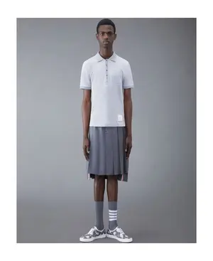 Thom Browne Striped Logo Patch Short-sleeved Polo Shirt