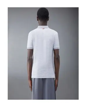Thom Browne Striped Logo Patch Short-sleeved Polo Shirt