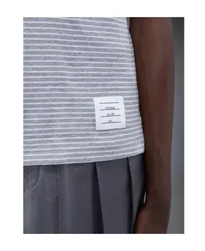 Thom Browne Striped Logo Patch Short-sleeved Polo Shirt