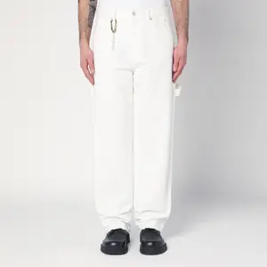 DARKPARK Straight Leg Jeans With Detachable Logo Keychain - White