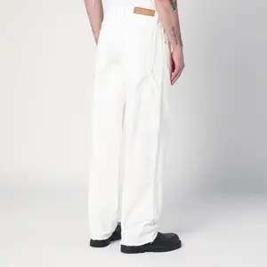 DARKPARK Straight Leg Jeans With Detachable Logo Keychain - White