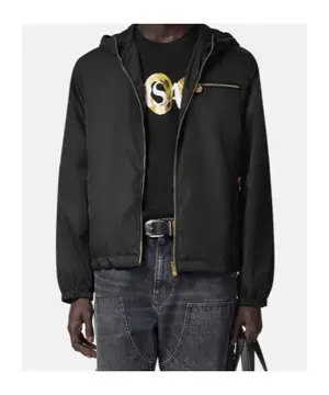 Versace Zip-up Hooded Jacket - Black