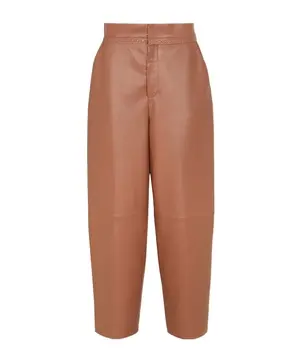 Fendi Tan Stitch Detailed Wide-leg Trousers