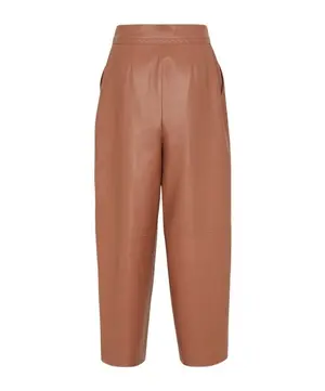 Fendi Tan Stitch Detailed Wide-leg Trousers