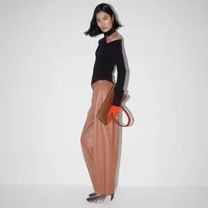 Fendi Tan Stitch Detailed Wide-leg Trousers