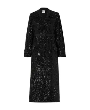 SELF-PORTRAIT Sequined Double-breasted Coat - Black