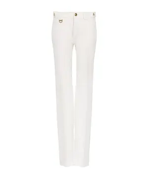 Chloé Straight Leg Trousers With Gold Hardware - Milk