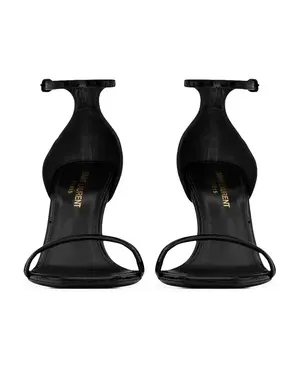 Saint Laurent Opyum Open Toe Sandals With Gold Tone Cassandre Heels - Black