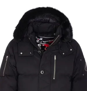 Moose Knuckles Zip Detailed Hooded Coat - Black